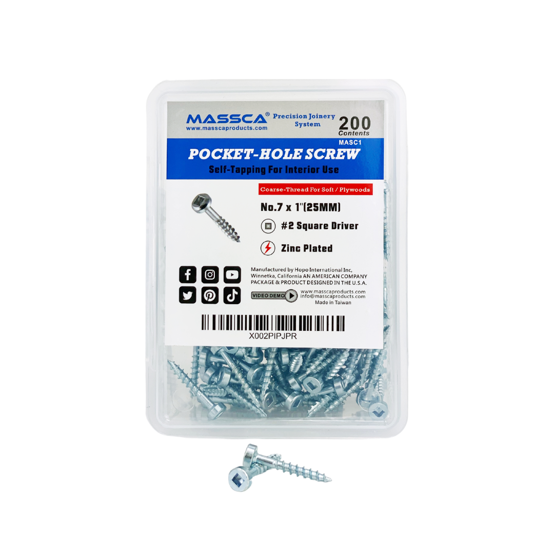 1'' Coarse Thread #7 Zinc Pocket Hole Screws - 200 Screws | BOSSDOG ...